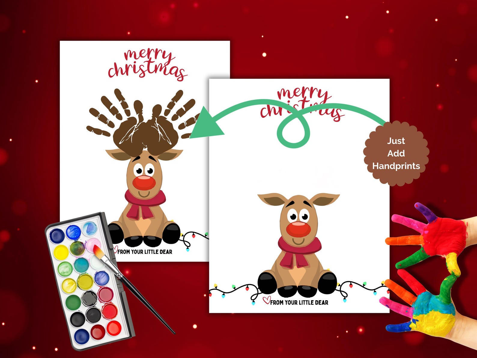 Christmas Reindeer Handprint or Footprint Keepsake Craft, Custom ...