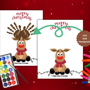 Christmas Reindeer Handprint or Footprint Keepsake Craft, Custom ...
