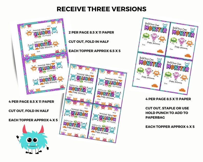 Build Your Own Monster Treat Bag Toppers , Halloween Treat Bag ...