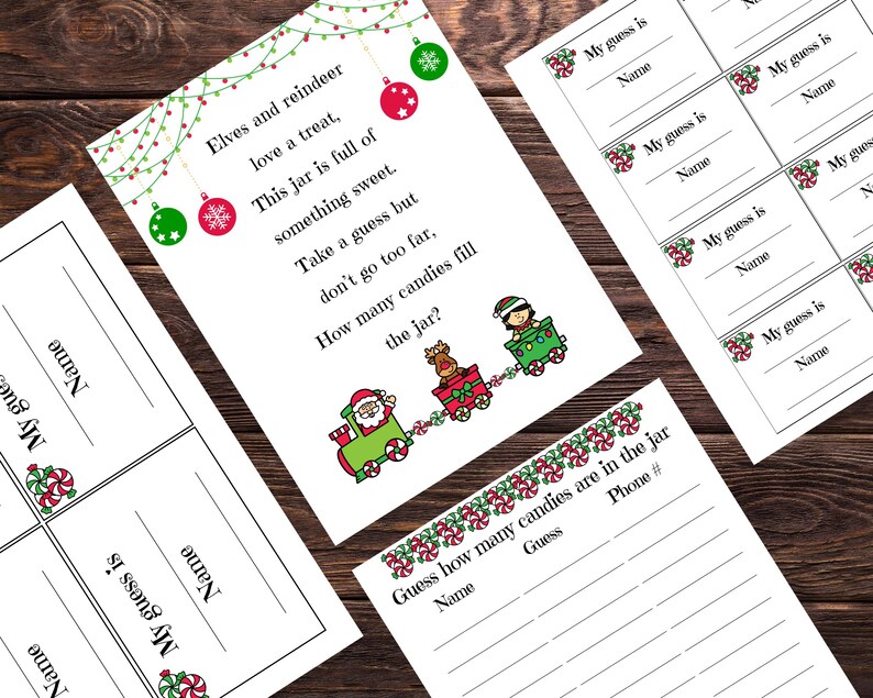 Christmas Candy Guessing Game Printable, Cute Holiday Party Game ...