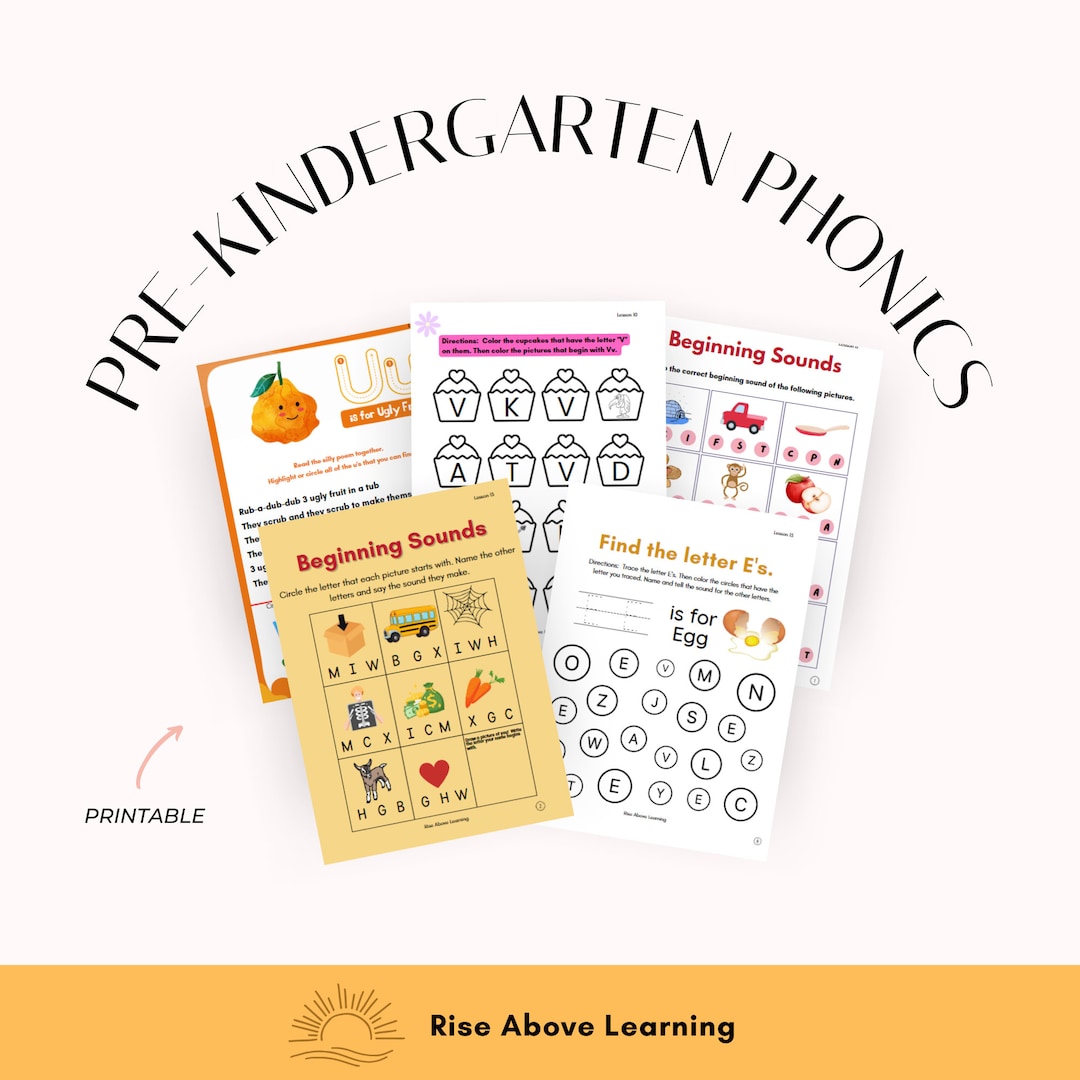 Pre Kindergarten Phonics Lessons, Printable, Instant Download - Etsy