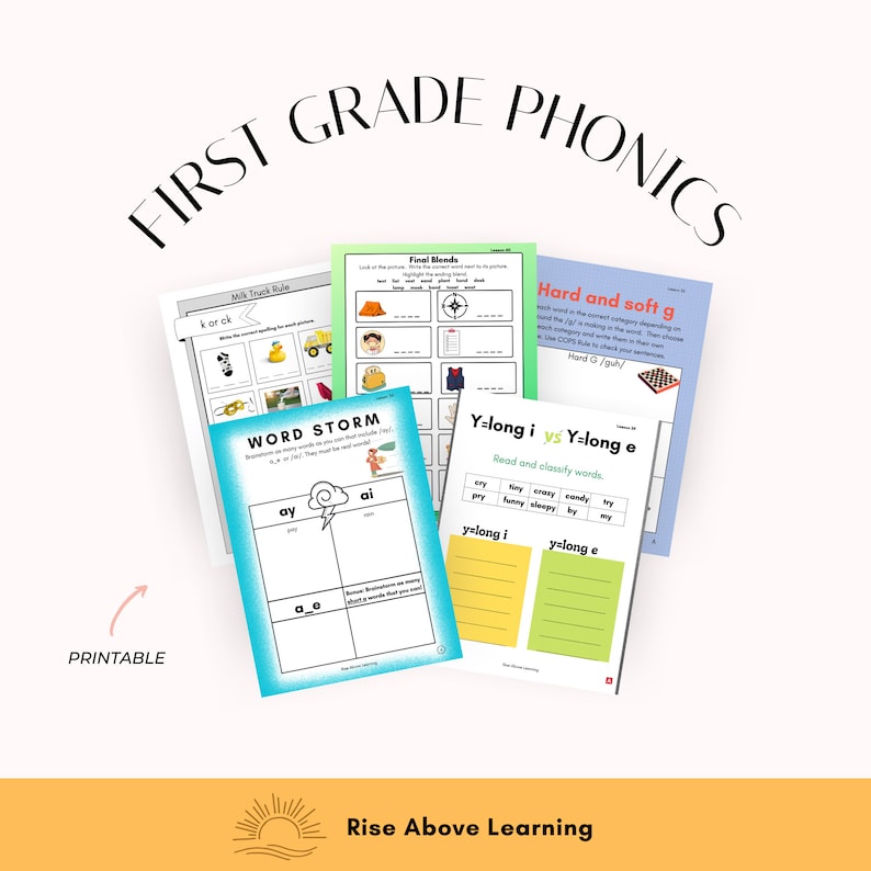 First Grade Phonics Lessons, Printable, Instant Download - Etsy