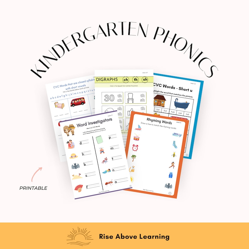 Kindergarten Phonics Lessons, Printable, Instant Download - Etsy