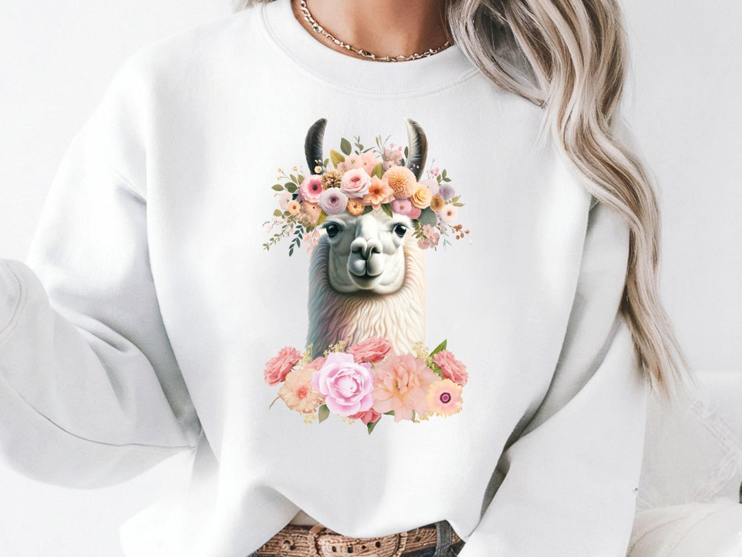 Cute Floral Llama Clip Art, Llama PNG, Alpaca Clipart, PNG Kids ...