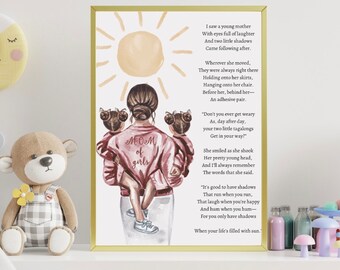 Two Little Shadows Mother's Day Poetry Print Watercolor Art Digital ...