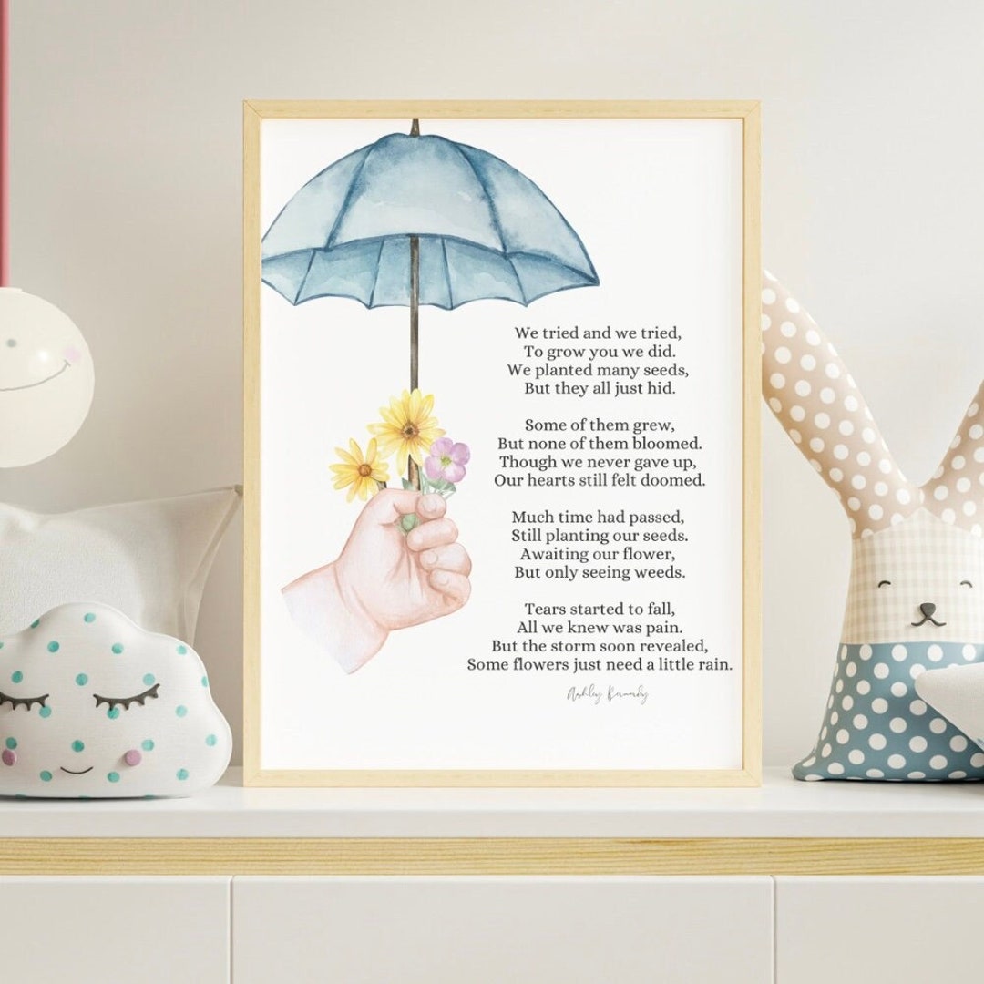 Infertility Rainbow Baby Poetry Print Waiting for Our Flower IVF Gift ...