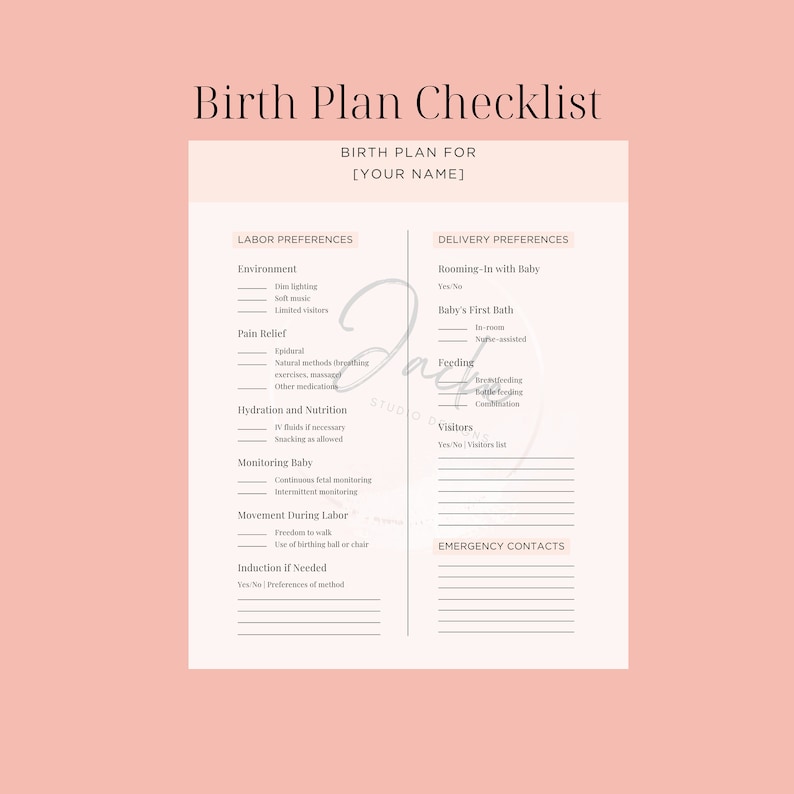 Birth Plan | Customizable Birth Plan | Digital Download | Modern Birth ...