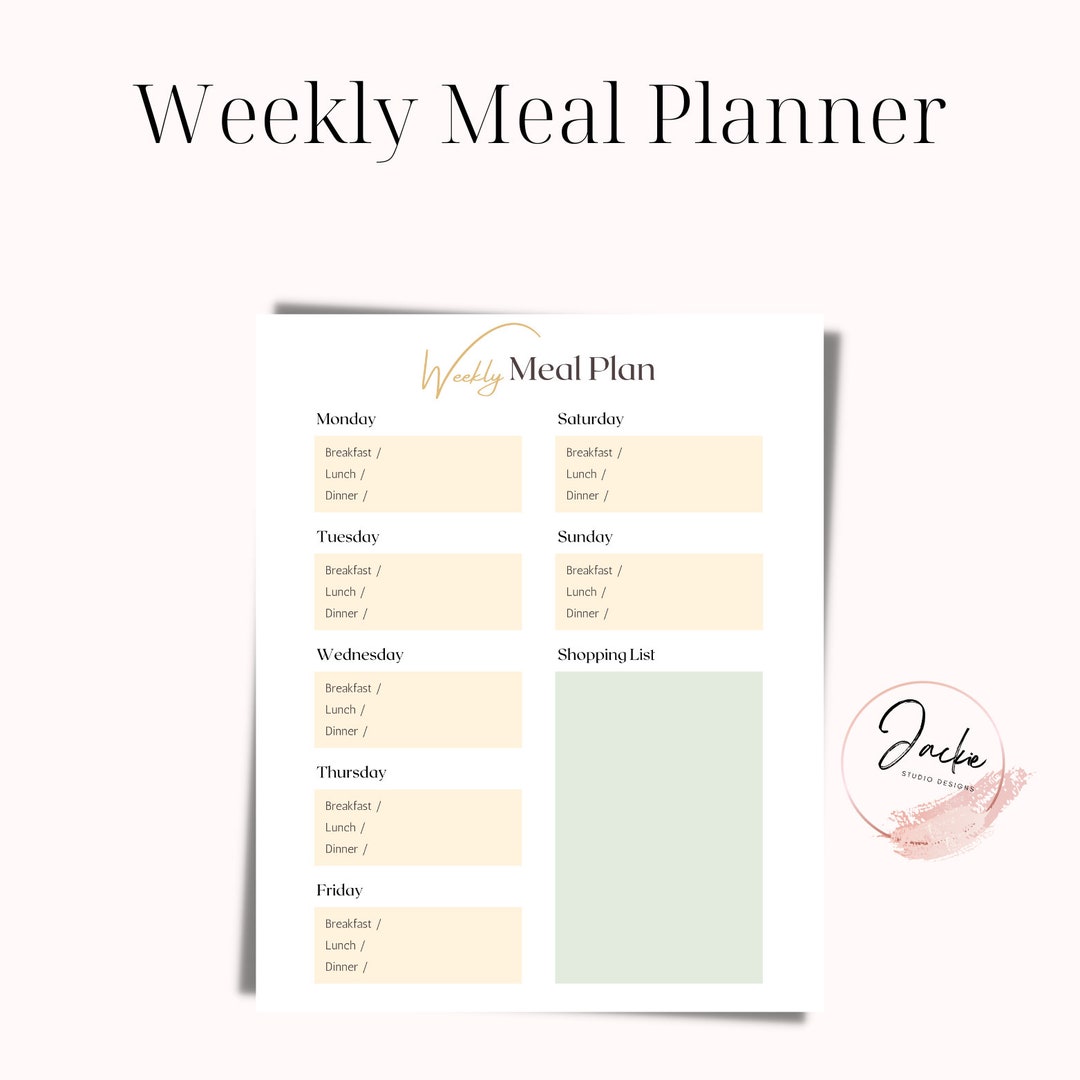 Weekly Meal Planner | Digital Download | Weekly Meal Plan | Modern Meal ...
