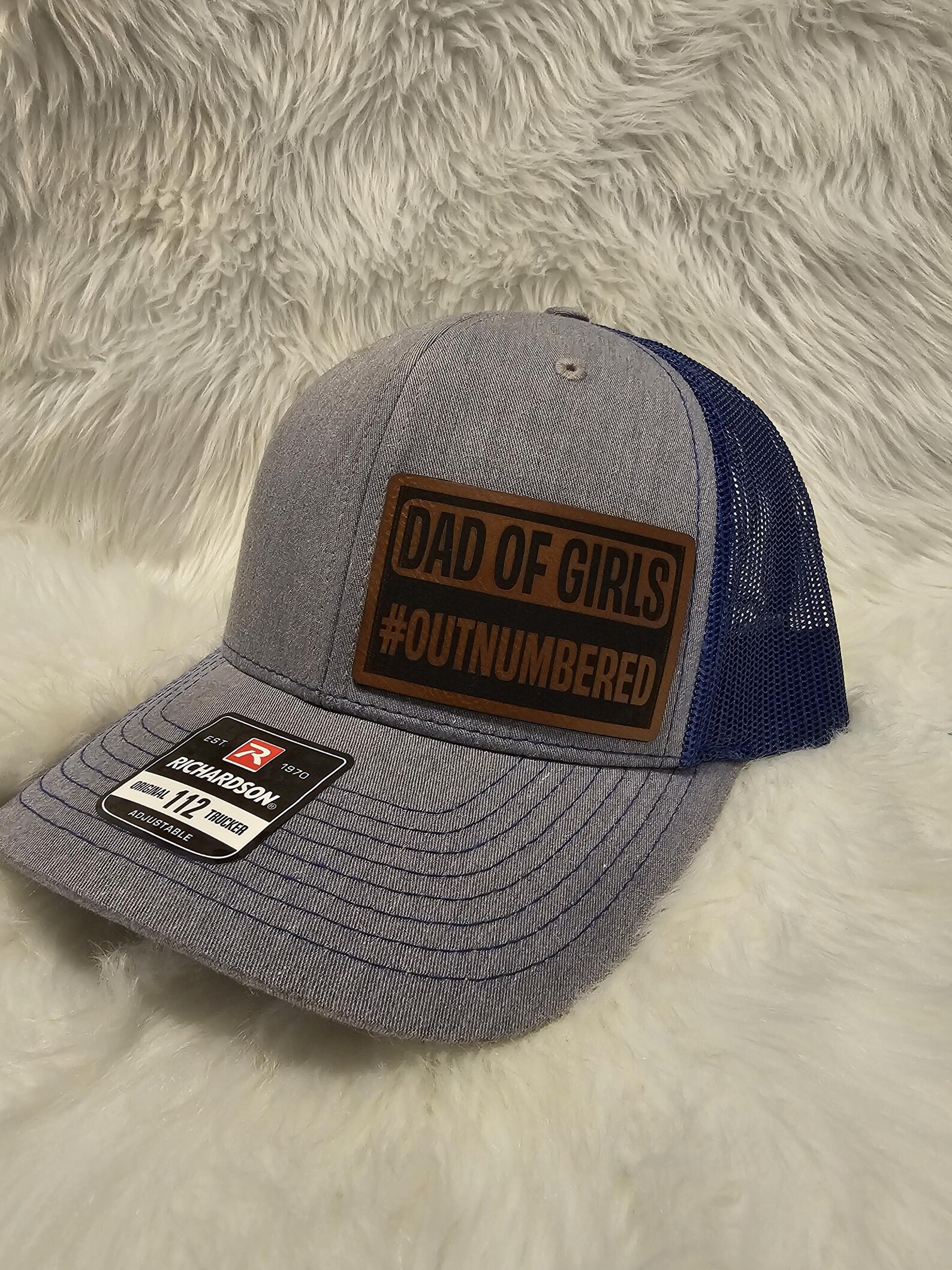 Dad of Girls Hat | Leather Patch Hat | Leatherette | Trucker Hat - Etsy