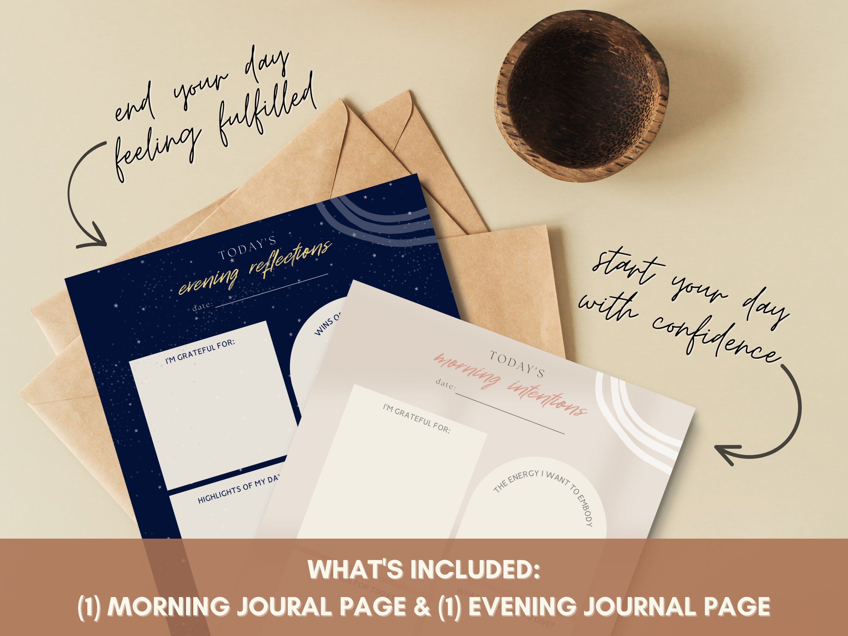 Morning and Evening Journal Printable, Digital Planner, Gratitude ...