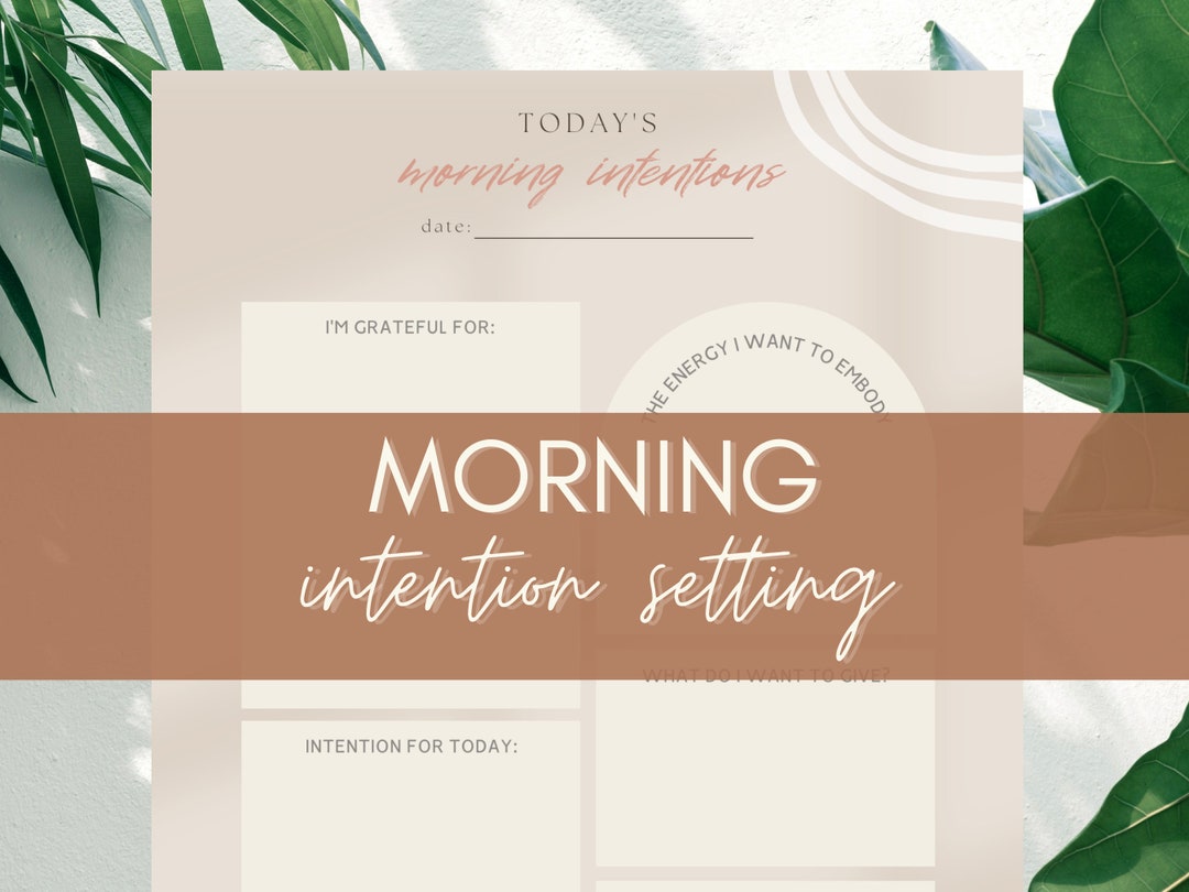 MORNING Intention Journal Printable, Digital Planner Gratitude Prompts ...