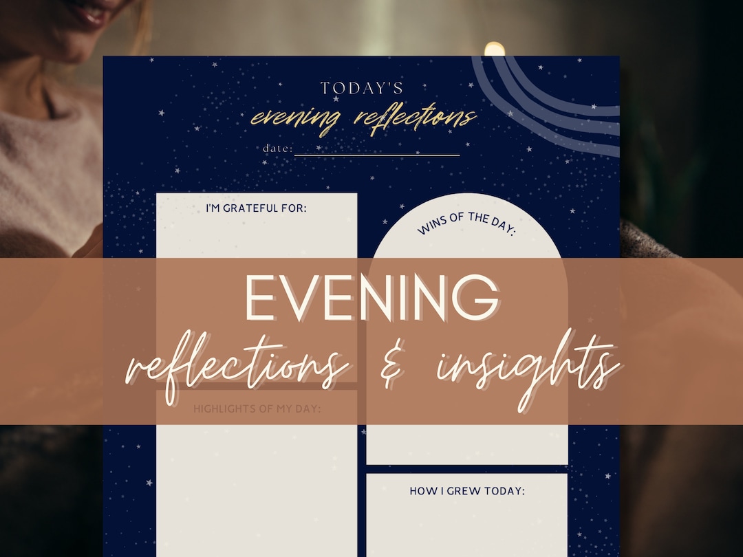 Evening Reflection Journal Printable, Digital Planner Gratitude Prompts ...