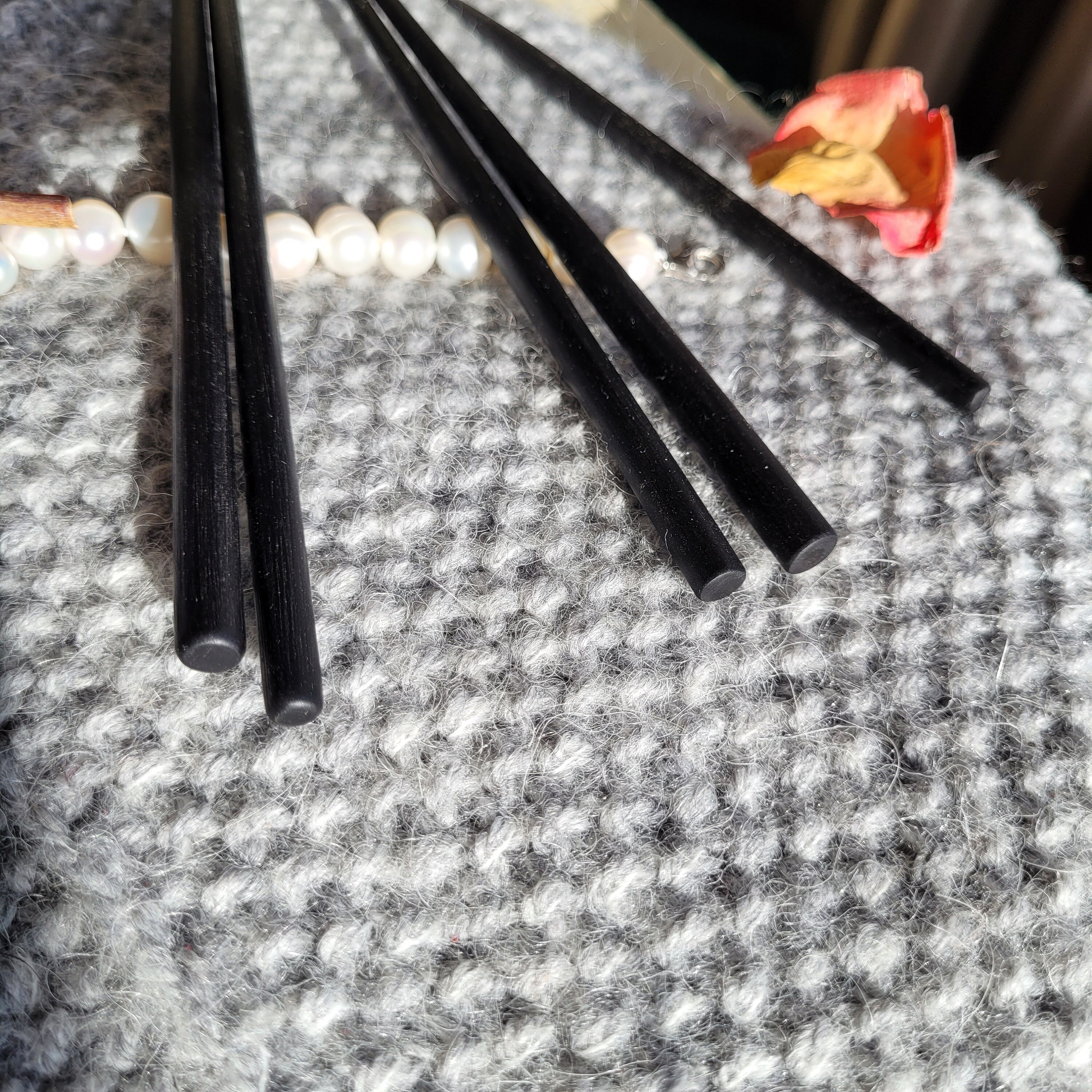 Handmade Ebony Hairpin, Round Ebony Hair Stick, Wooden Hair Stick, Hair ...