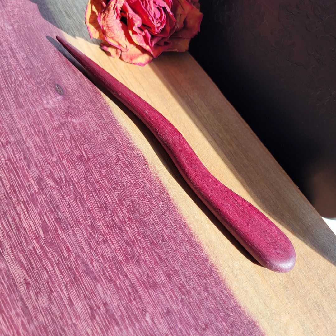 Handmade Purpleheart Hair Stick Wooden, Curved yet Minimalistic ...