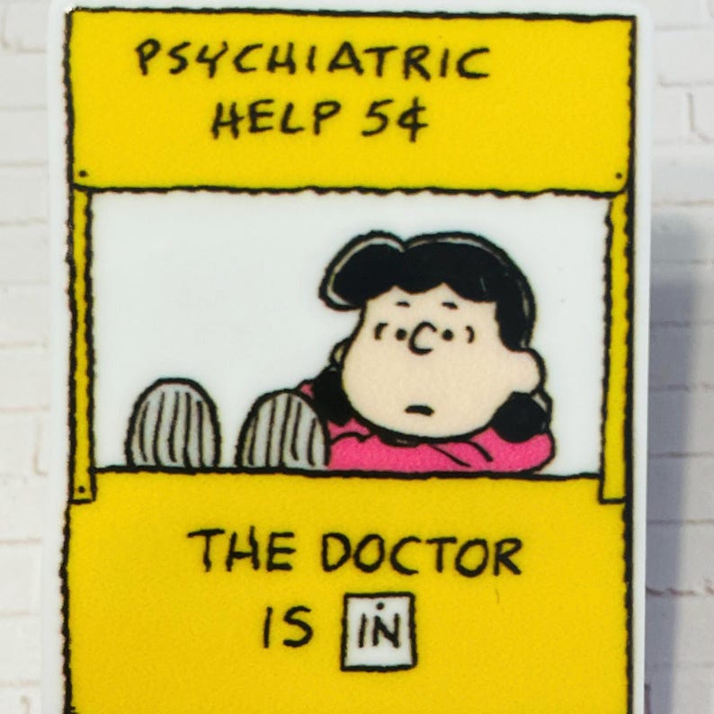 Peanuts Gang Lucy the Doctor is In, Psychiatric Help- Funny Retractable ...