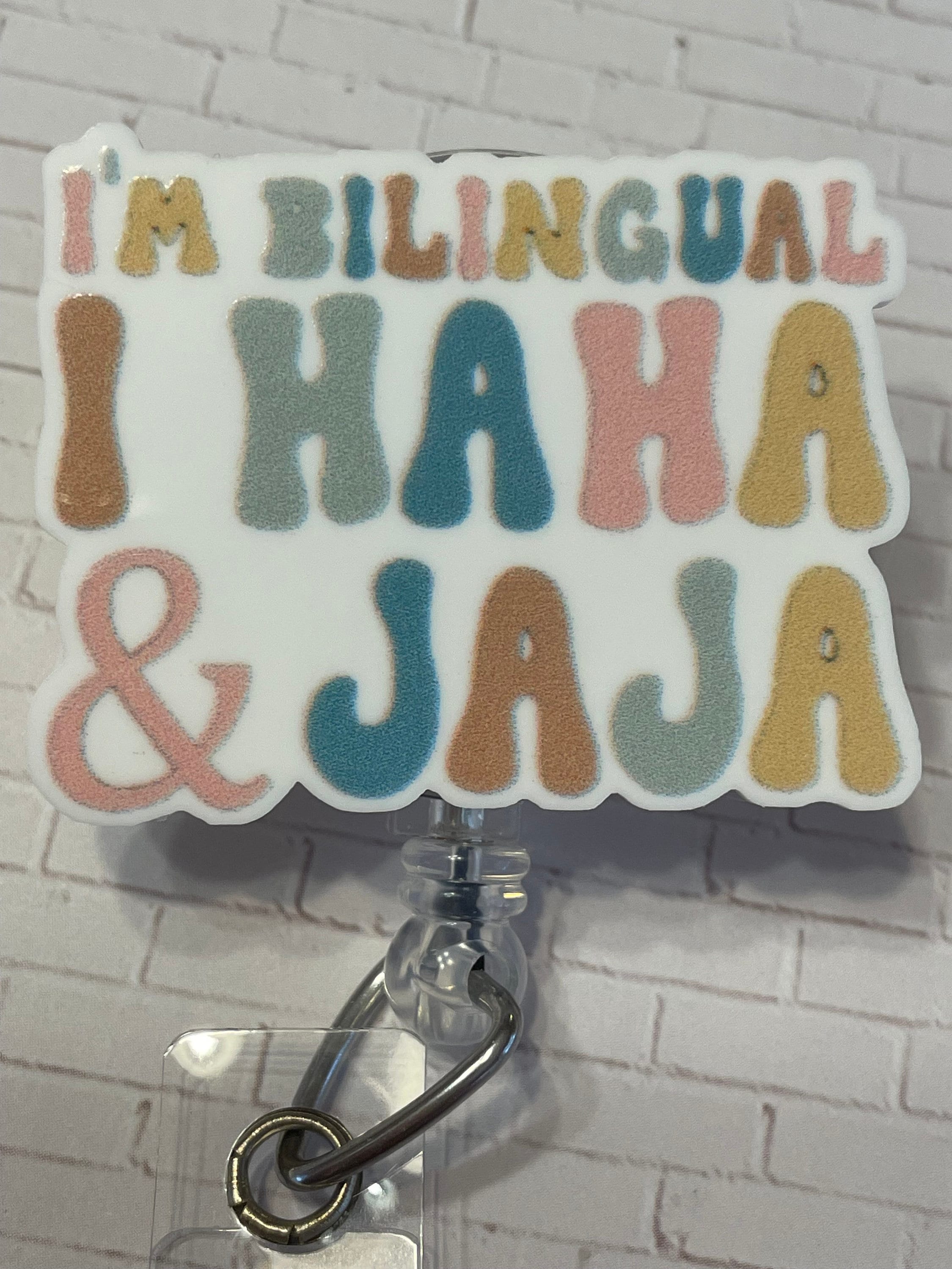 I Am Bilingual I Haha and Jaja Nurse RN Badge Reel Retractable Cna Lpn ...