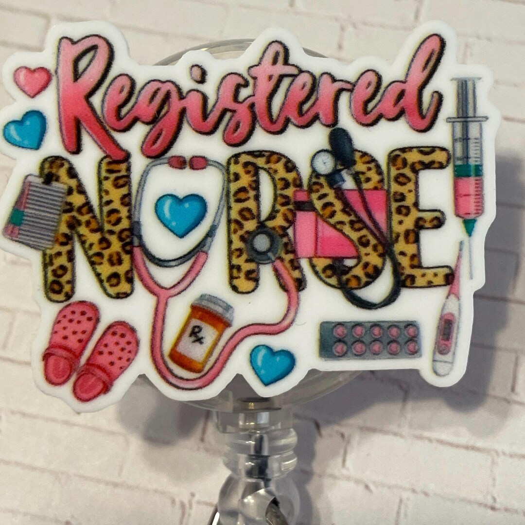 RN Leopard Print Badge Reel, Registered Nurse ID - Etsy
