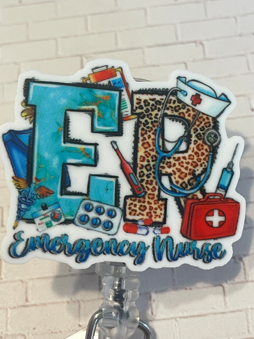 Emergency Nurse Badge Reel: Leopard Print ER Retractable ID Badge - Etsy