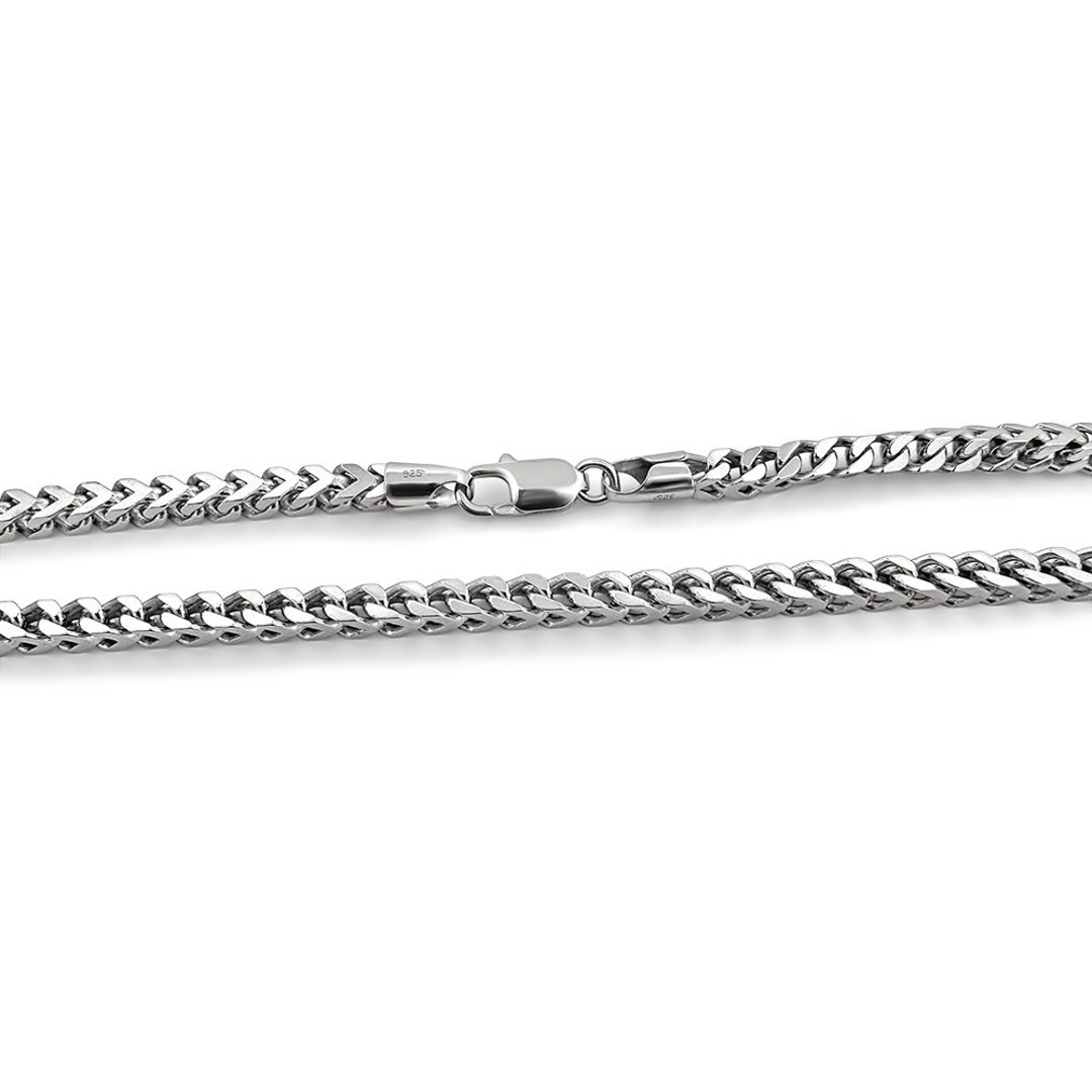 Solid 925 Sterling Silver Italian 4 4.5 Mm Franco Square Box Link Chain ...