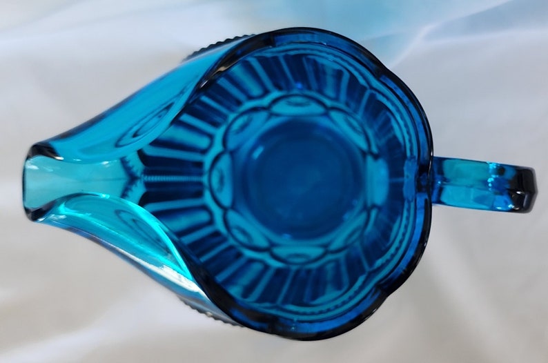 Vintage Pitcher LE Smith Glass Moon and Stars Pattern Blue Pitcher - Etsy