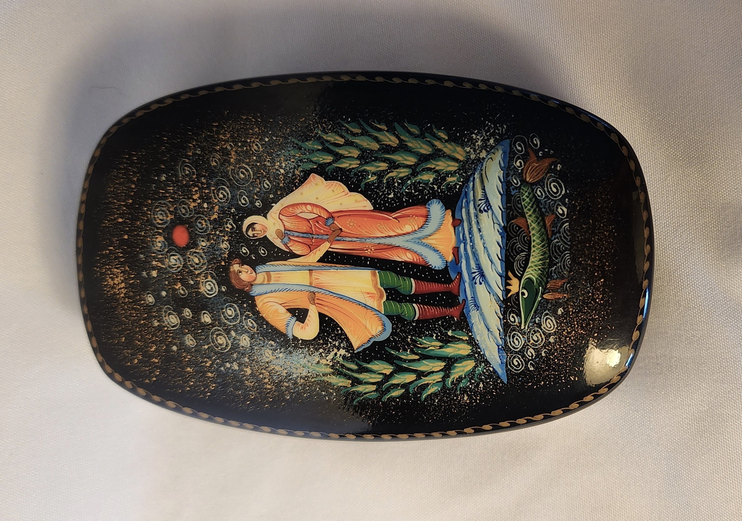 Hand Painted Russian Resin Trinket Box - Etsy