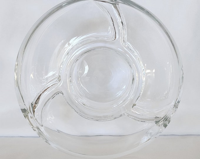 Vintage Divided Round Glass Serving Dish - Etsy