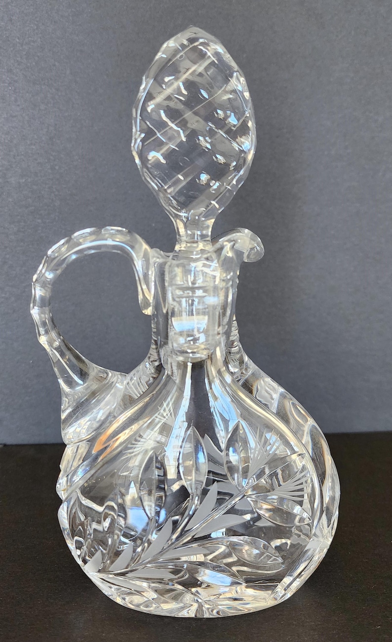 Small Crystal Cut Decanter Cruet With Stopper 7 3/4 Inch - Etsy