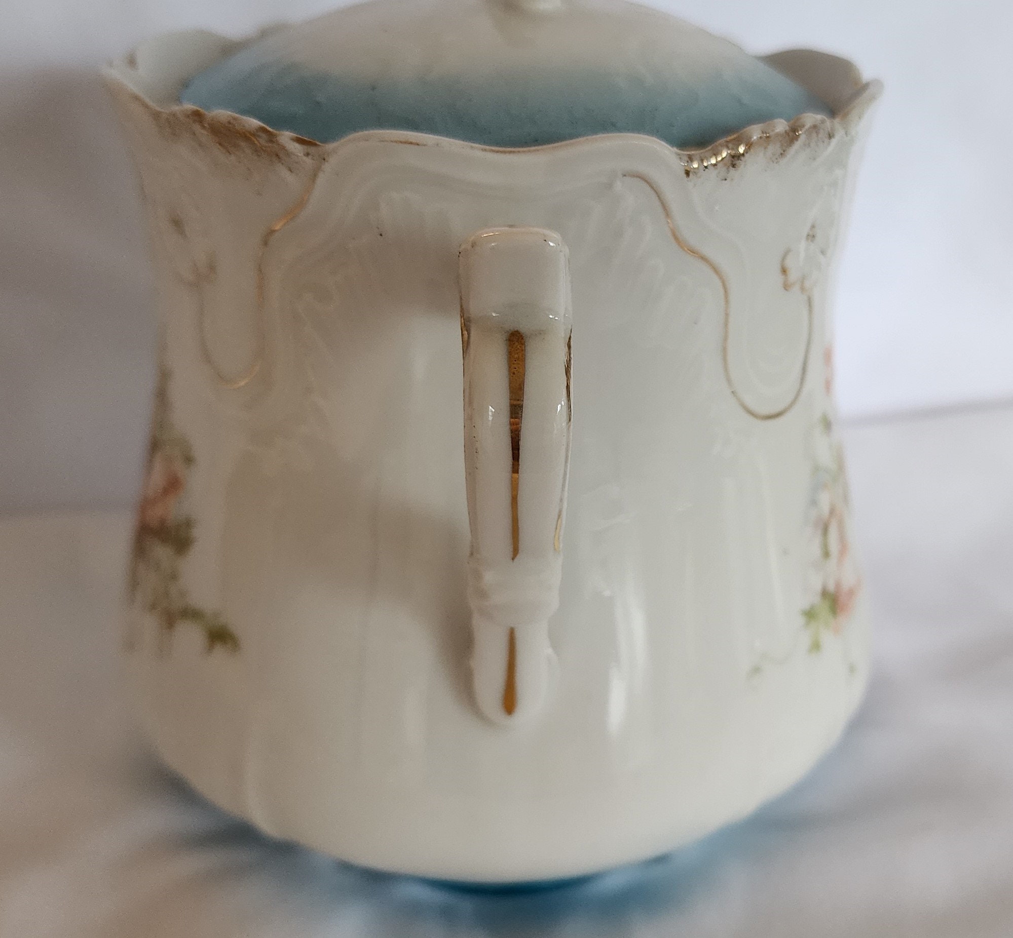Porcelain Container With Lid Antique Hand Painted Floral - Etsy