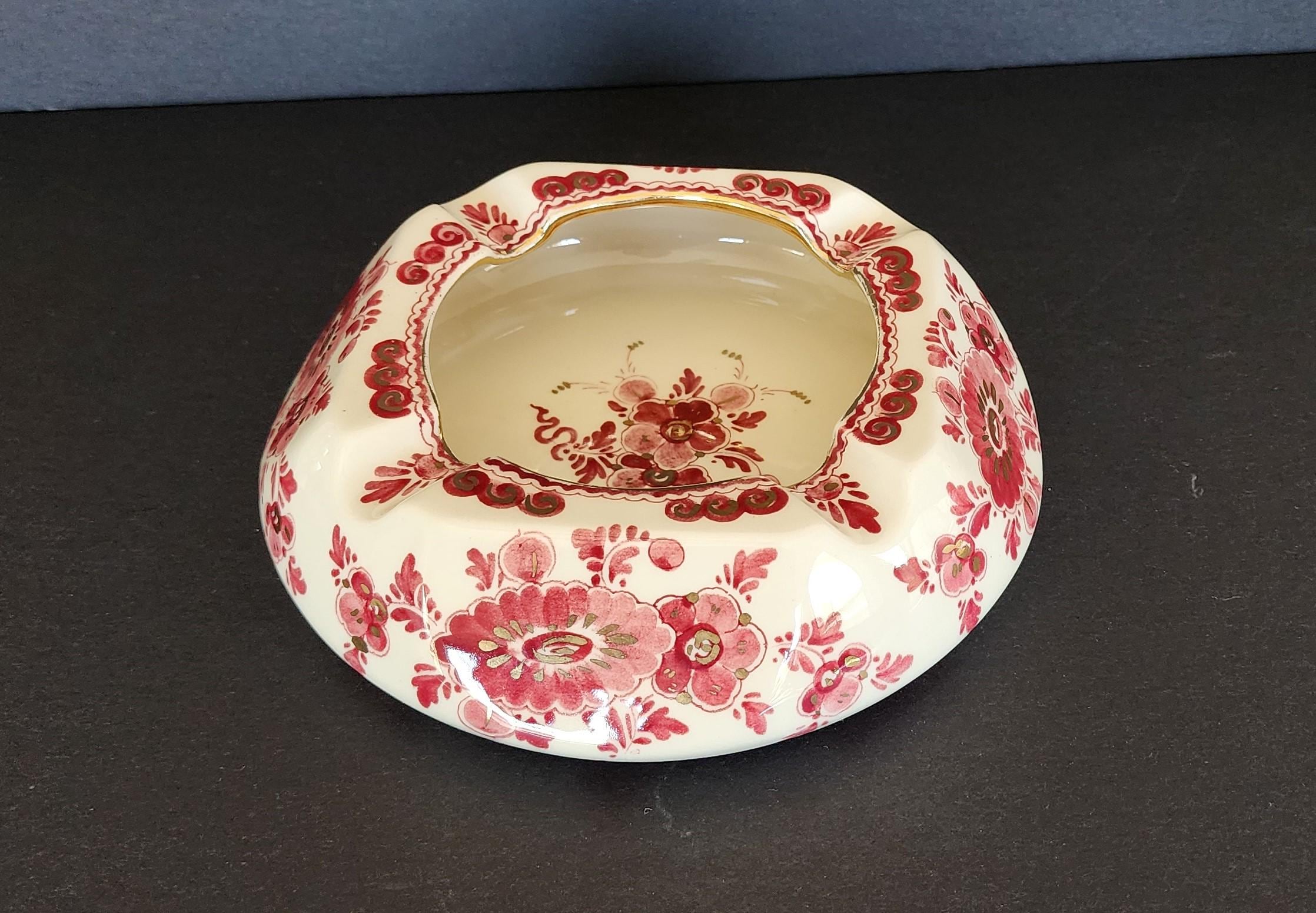 Regina Delfts Rood Red and Gold Ashtray Holland 7 Inch - Etsy