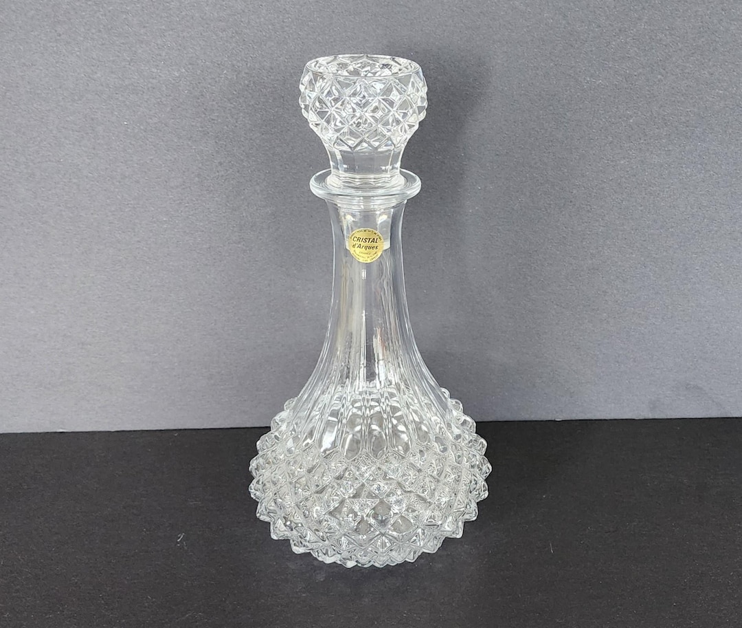 Vintage Cristal D'arques France Lead Crystal Decanter Longchamp Pattern ...