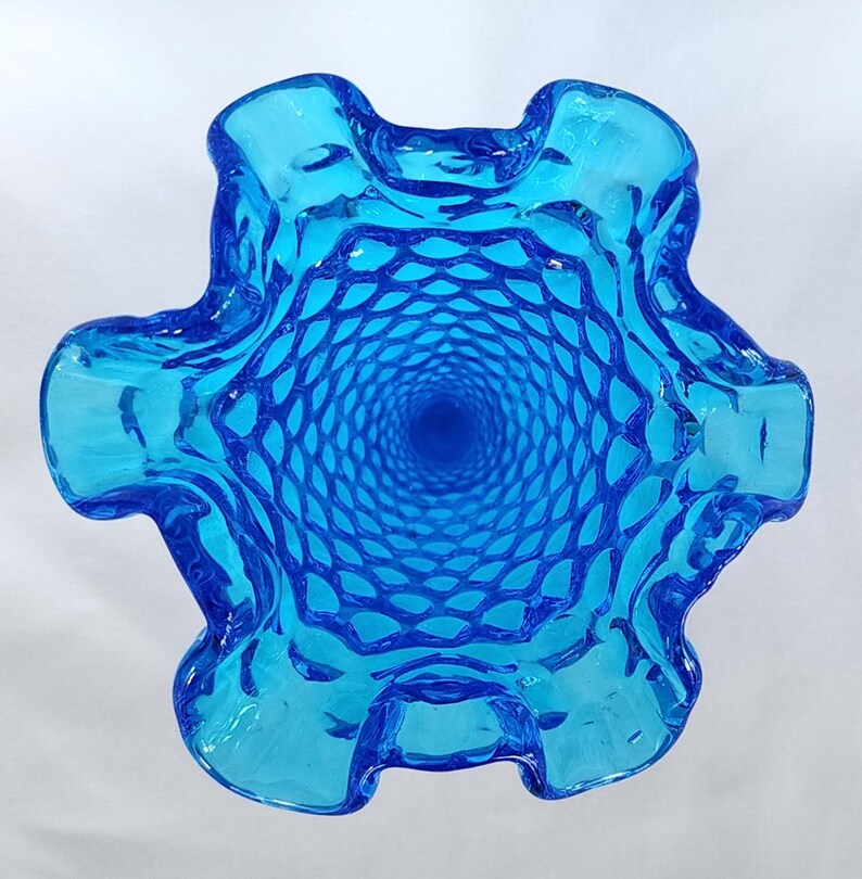 Fenton Blue Hobnail Ruffled Vase 4 Inch - Etsy