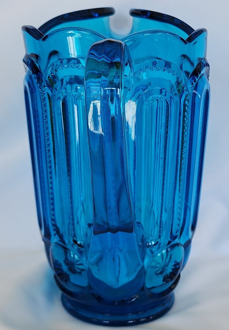 Vintage Pitcher LE Smith Glass Moon and Stars Pattern Blue Pitcher - Etsy