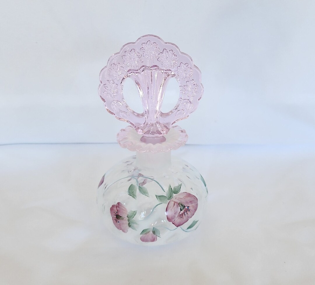 Fenton Perfume Bottle Empress Rose on Trellis Hand Painted Signed - Etsy