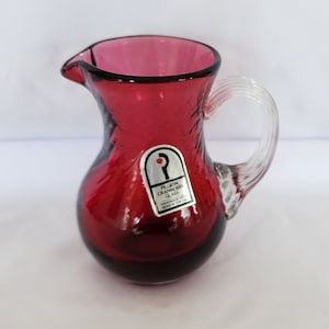 Glass Pitcher Pilgrim Cranberry Glass Small 3.75 Inch - Etsy