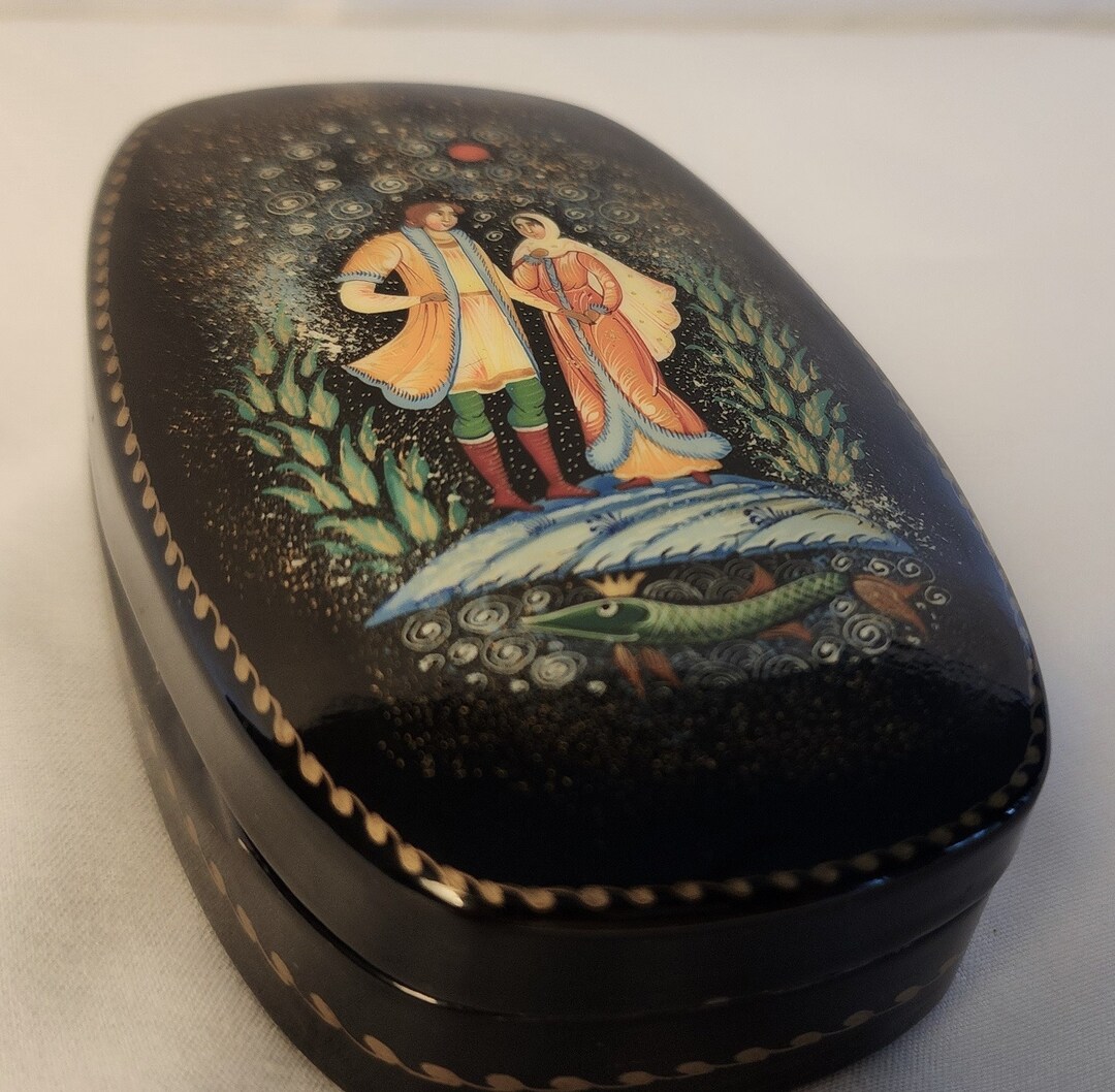 Hand Painted Russian Resin Trinket Box - Etsy