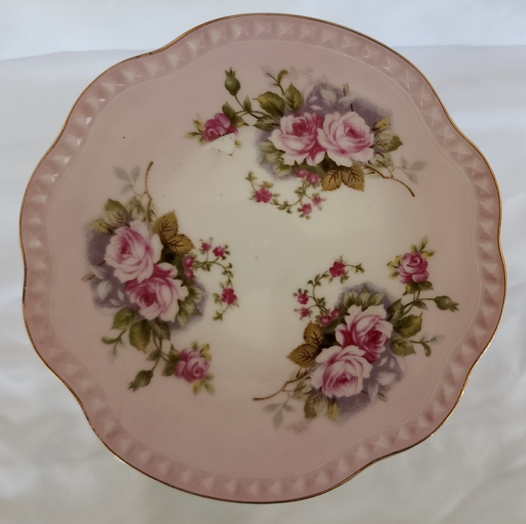 Vintage Lefton Pedestal Plate Hand Painted Pink Roses 8 Inch - Etsy