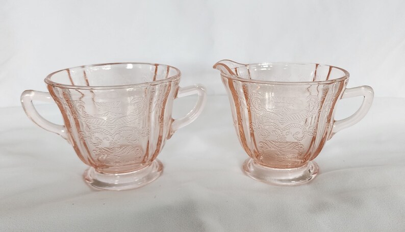 Pink Depression Glass Creamer And Sugar Bowl Indiana Glass Co