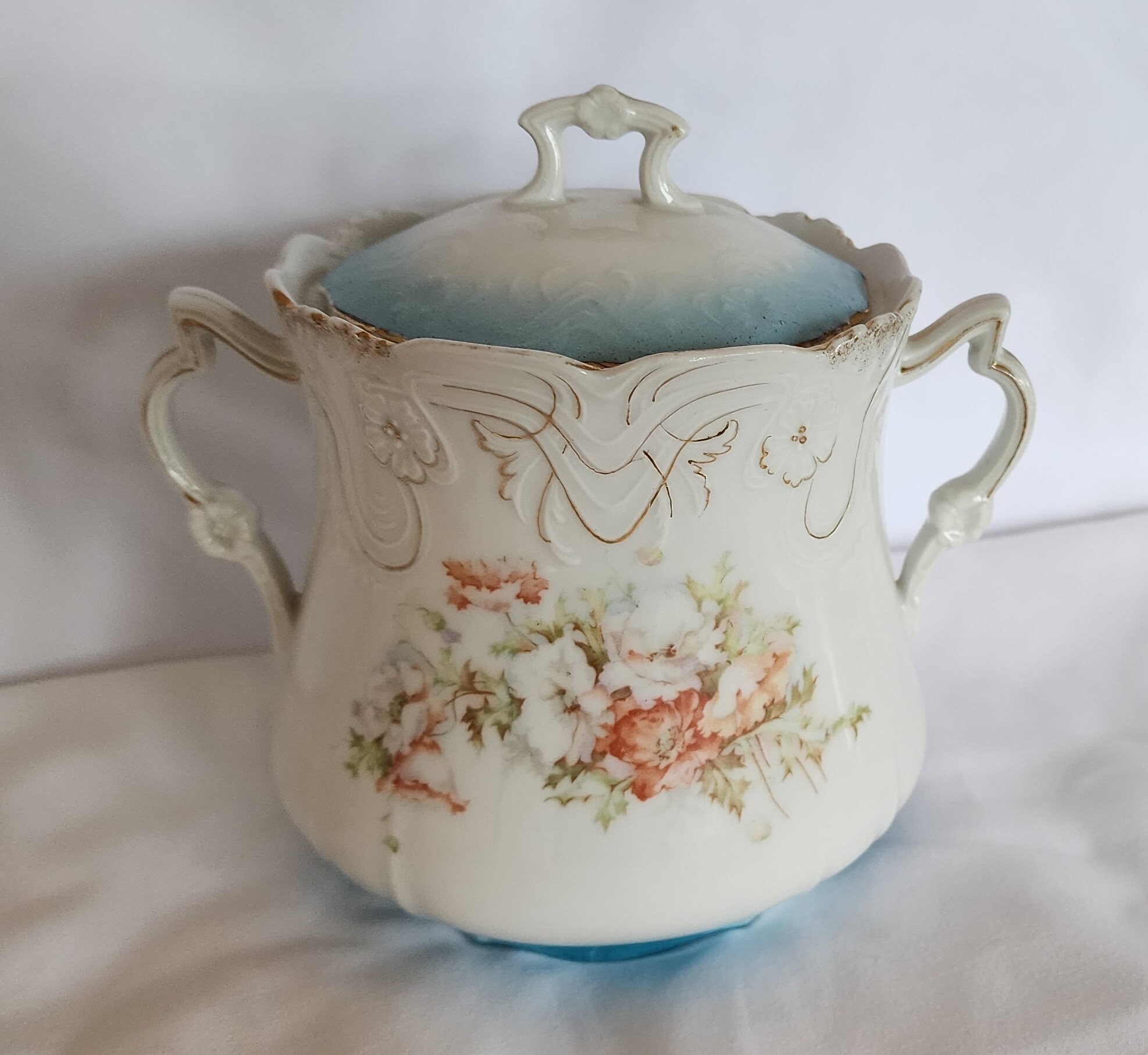 Porcelain Container With Lid Antique Hand Painted Floral - Etsy