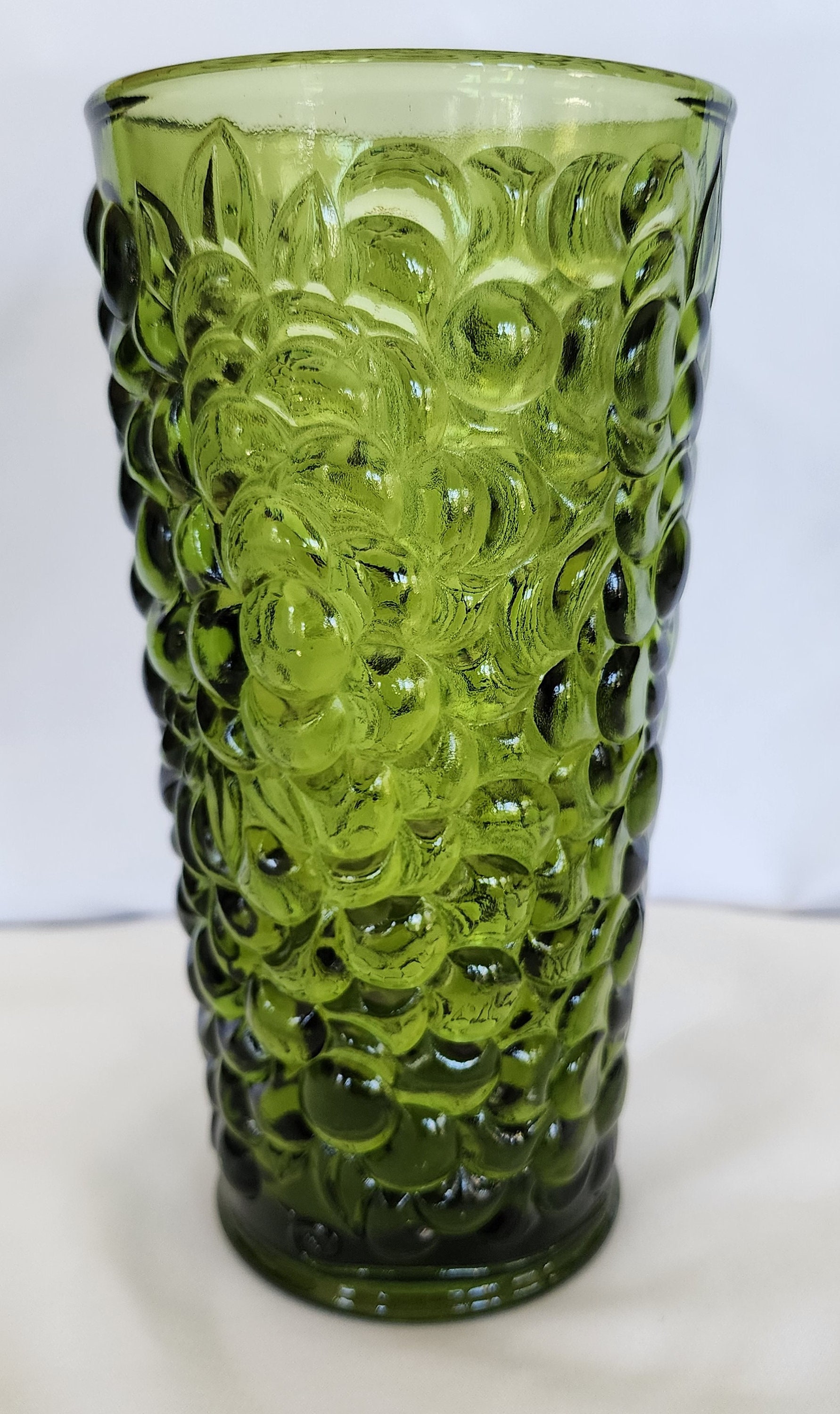 Vintage Avocado Green Glass Vase Bubble Grape Pattern 7.5 Inch - Etsy
