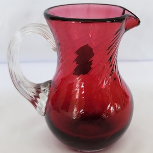 Glass Pitcher Pilgrim Cranberry Glass Small 3.75 Inch - Etsy