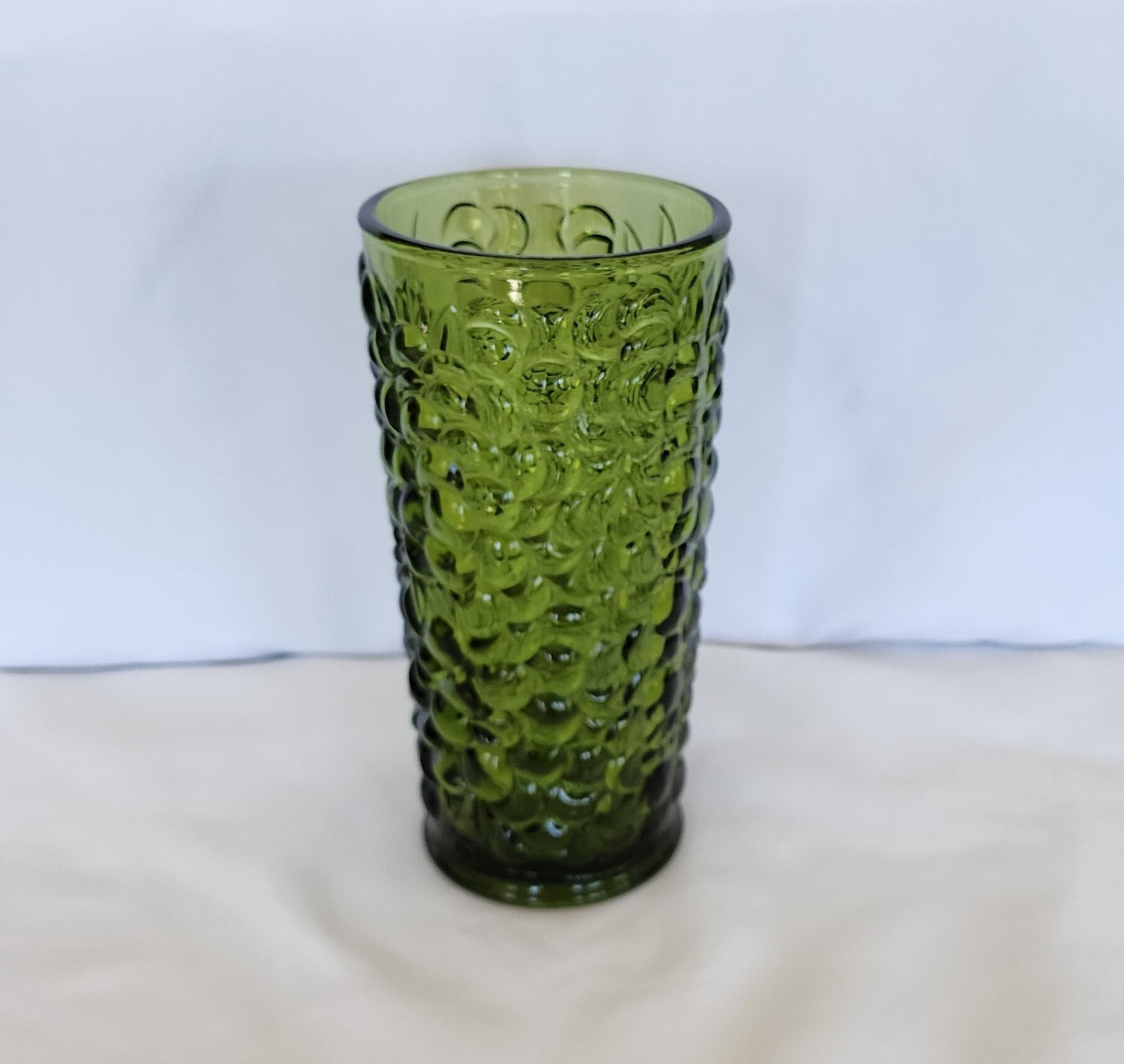 Vintage Avocado Green Glass Vase Bubble Grape Pattern 7.5 Inch - Etsy