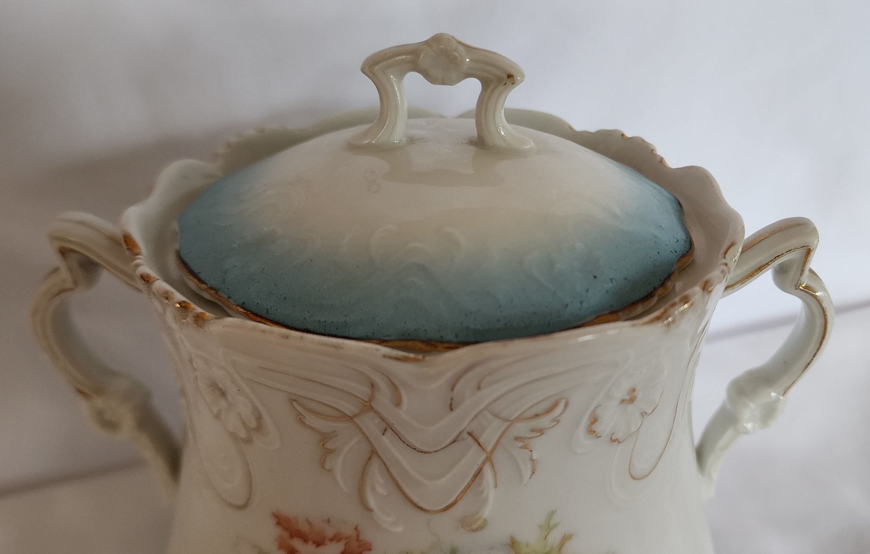 Porcelain Container With Lid Antique Hand Painted Floral - Etsy