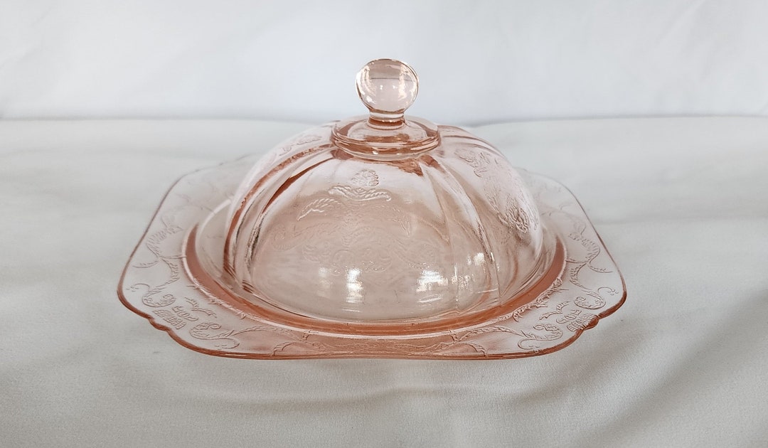 Vintage Indiana Glass Pink Depression Glass Butter Dish Recollection ...