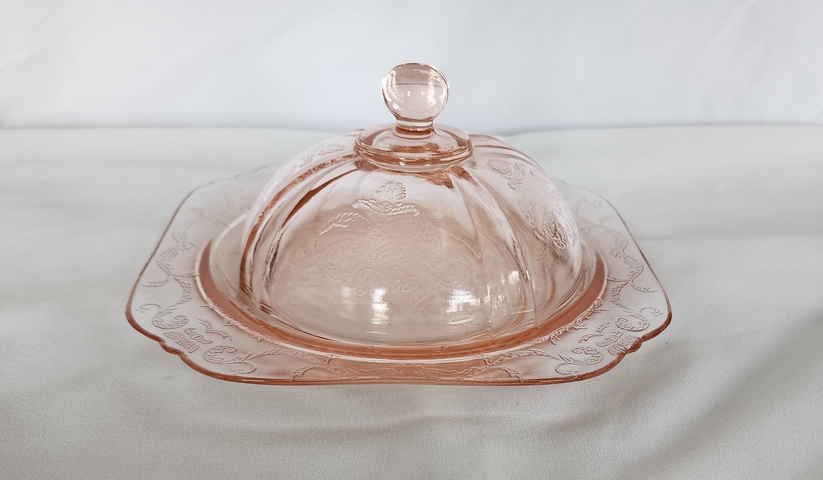 Vintage Indiana Glass Pink Depression Glass Butter Dish Recollection ...