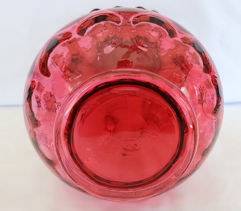 Fenton Glass Vase Ruby Overlay Cranberry Inverted Coin Dot 8 Inch - Etsy
