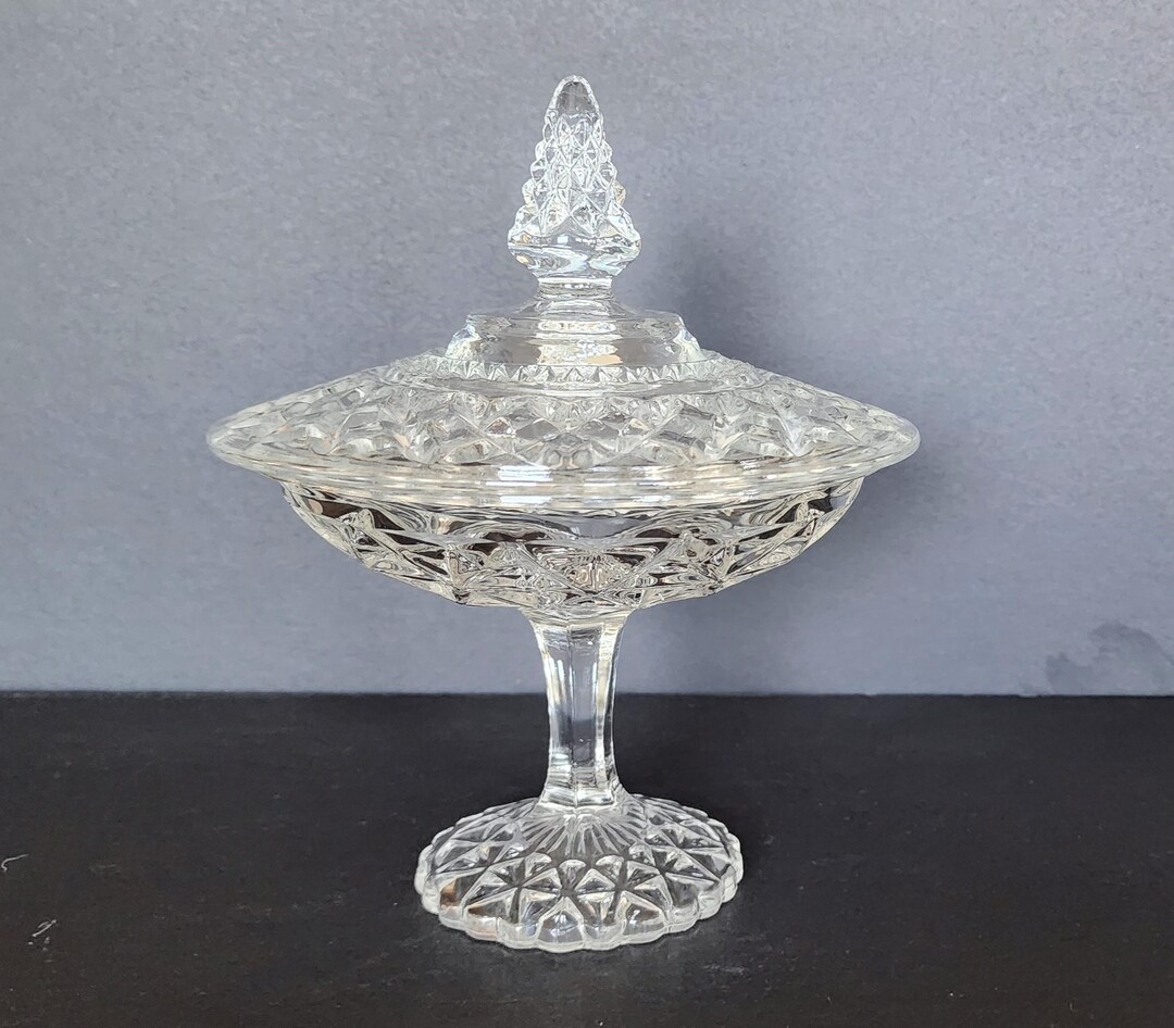 Vintage Anchor Hocking Rare Pedestal Candy Dish With Lid Wexford ...