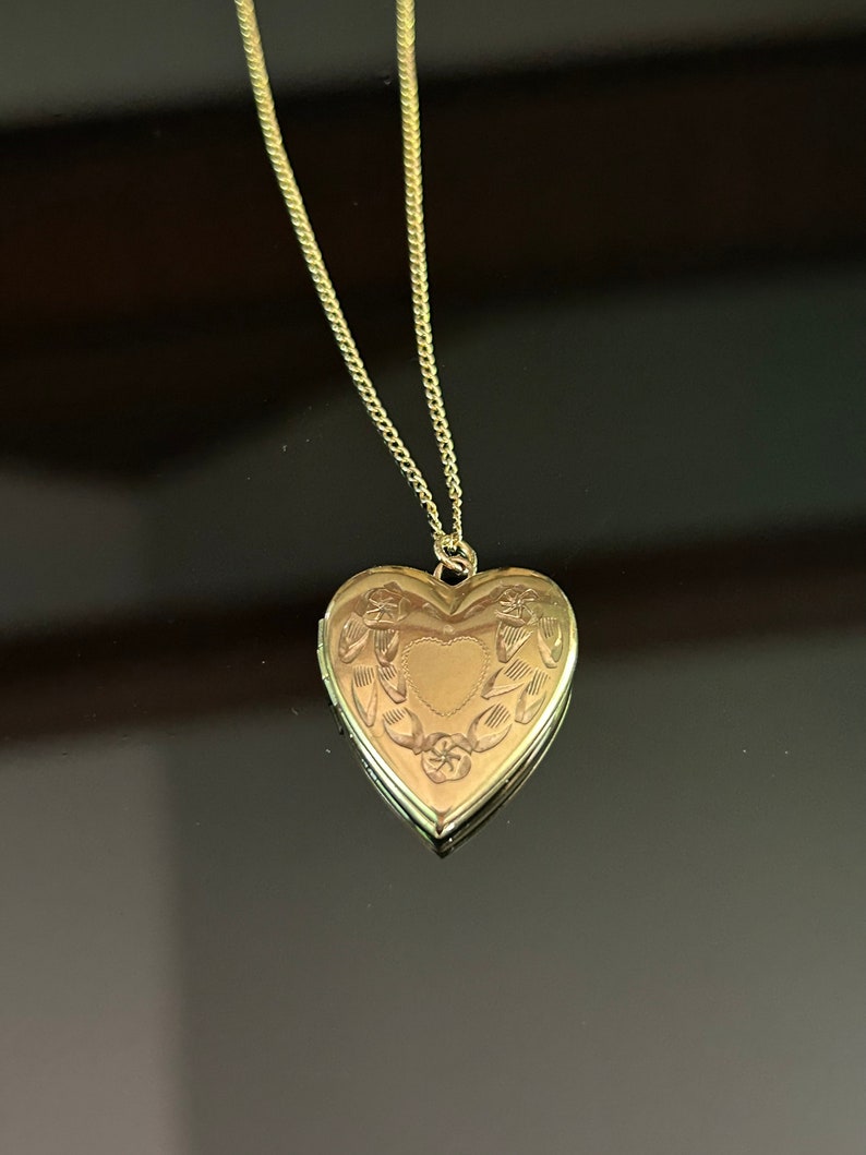 14k Gold Filled Heart Photo Locket Necklace, With Two Spaces - Etsy