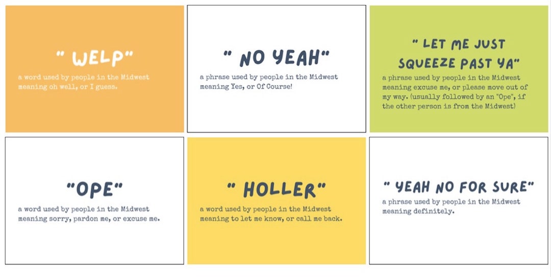 Midwestern Vernacular Greeting Cards. Funny Midwestern Sayings. Pack of ...