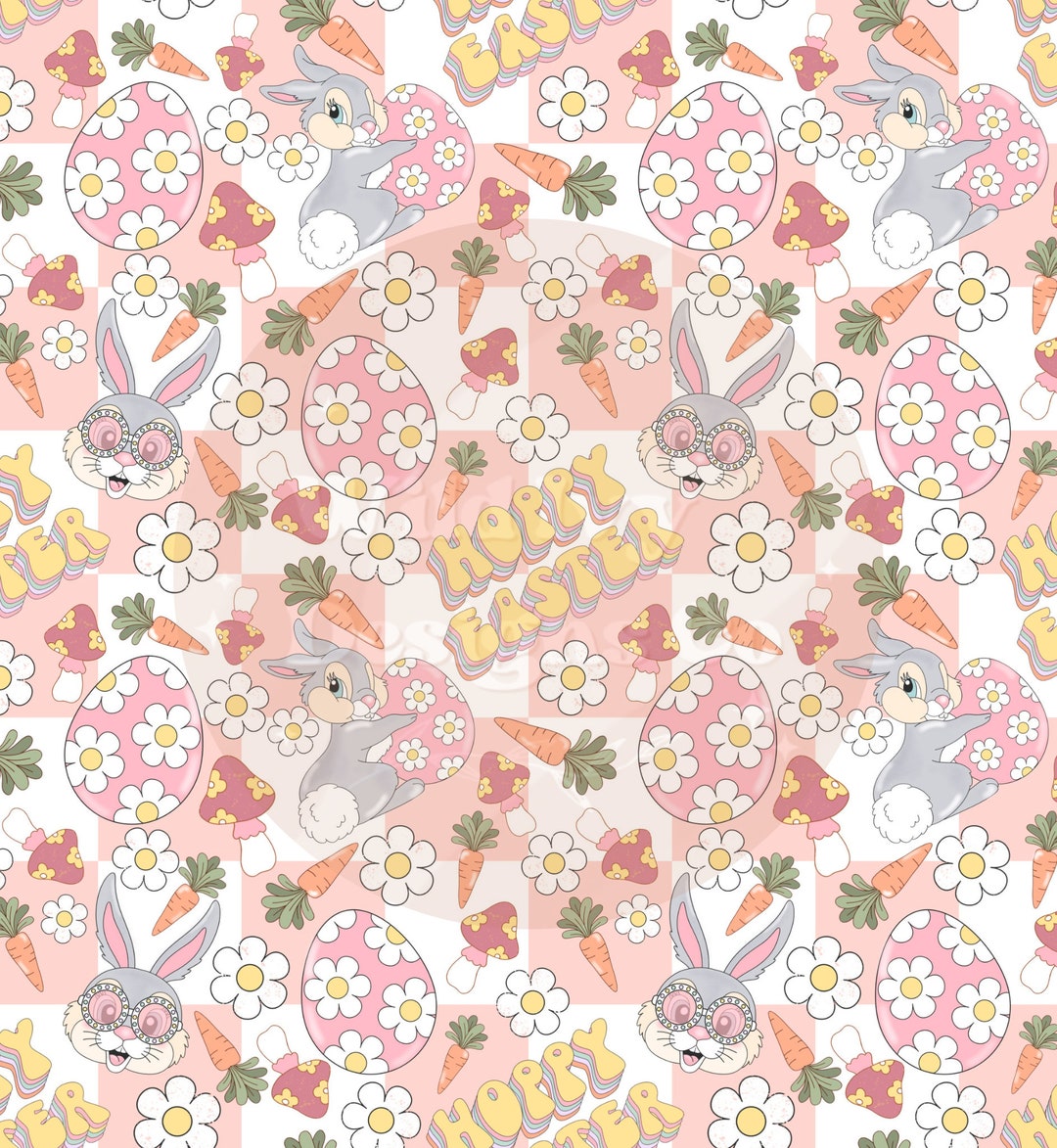 Groovy Easter Bunny Seamless File, Seamless Pattern - Etsy