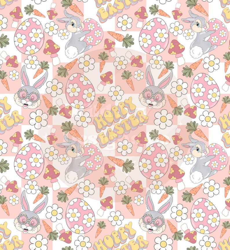 Groovy Easter Bunny Seamless File, Seamless Pattern - Etsy